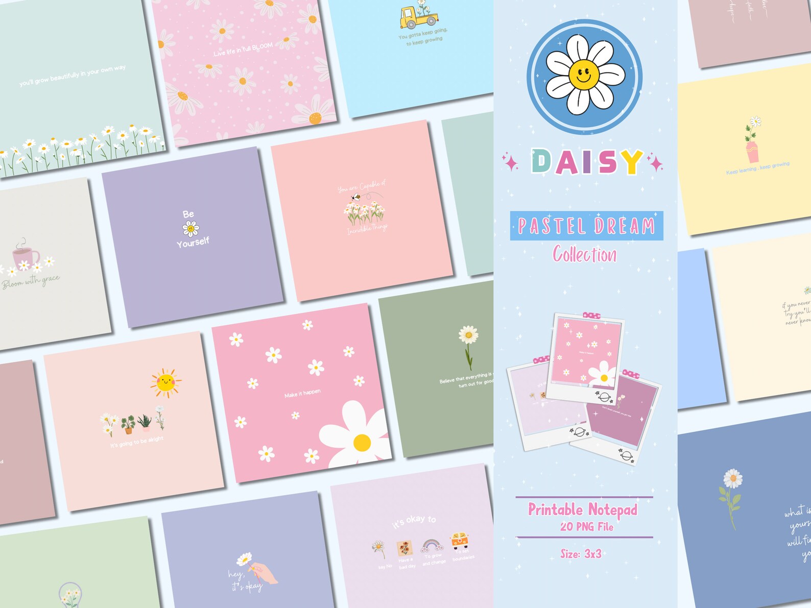 Daisy Flower Notepad, Daisy Flower Printable Notepad, Daisy Flower Memo ...