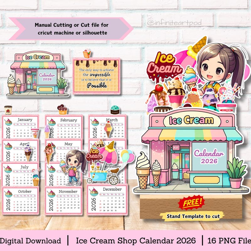 Wall Calendar Ice Cream - Etsy