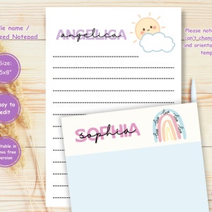 Personalized Name Notepad, Notepad Template, Editable Name Notepad ...
