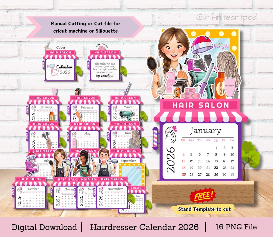 Hairdresser Calendar, Hair Salon Calendar, Hair Stylist Calendar, Desk ...