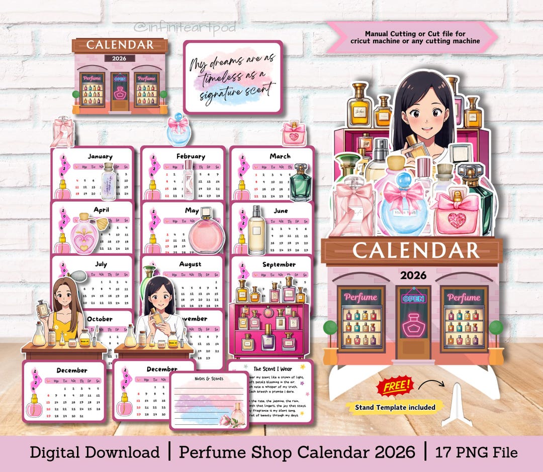 Perfume Bottle Desk Calendar 2026: Girly Fragrance Lover Gift ...