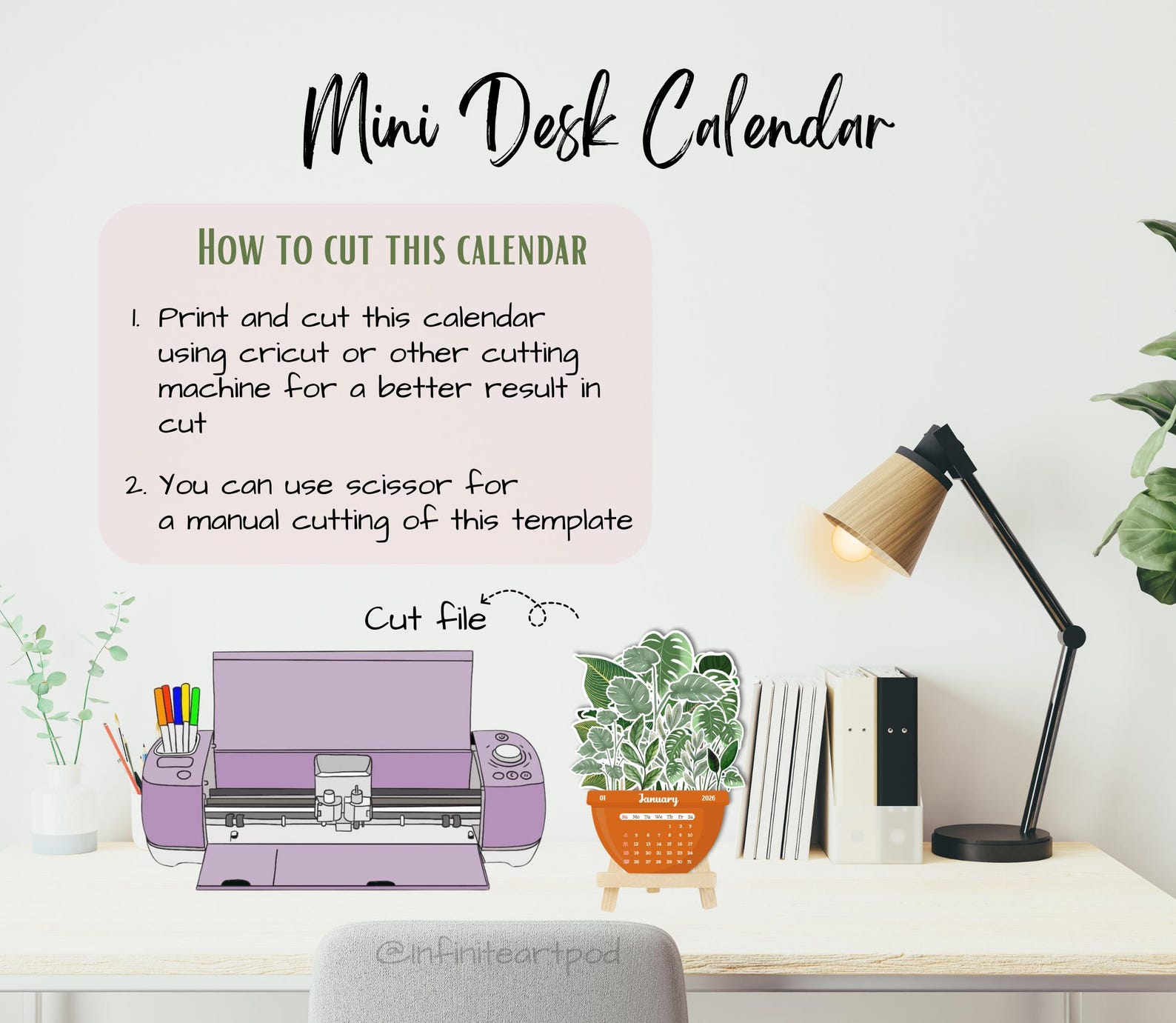 Plant Desk Calendar 2026: Botanical Cut File (PNG Digital Download) - Etsy