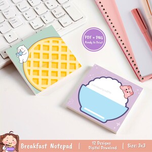 Breakfast Notepad, Kawaii Breakfast Notepad, Cute Breakfast Notepad ...