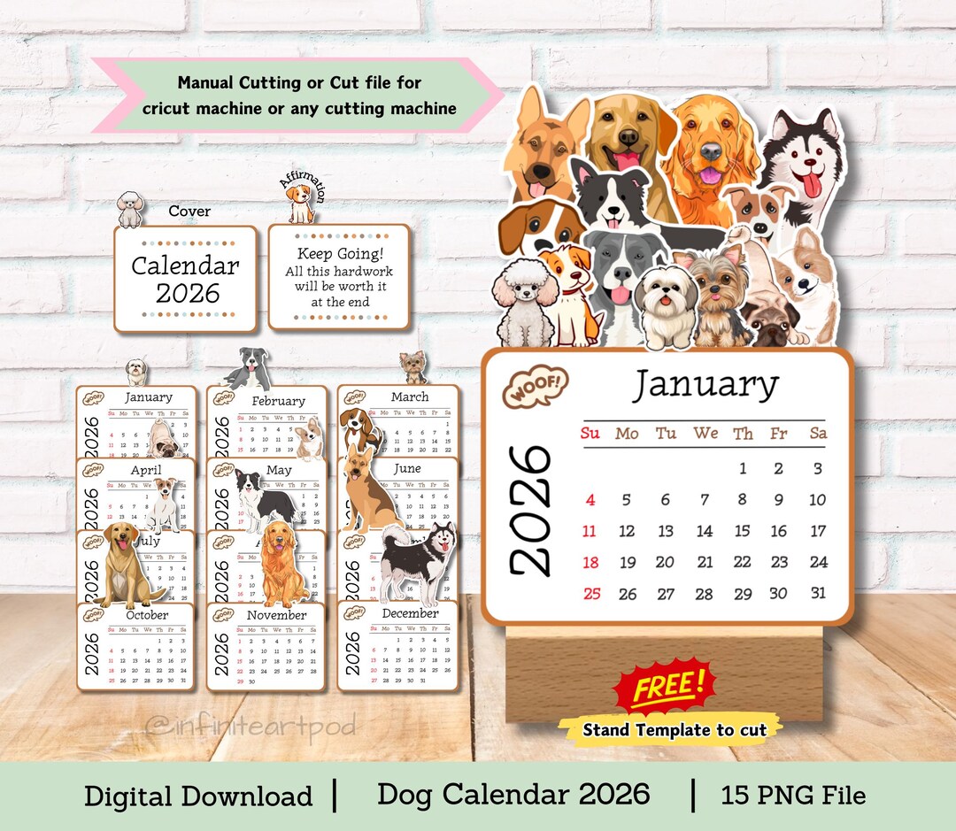Dog Calendar, Desk Calendar, Mini Desk Calendar, Calendar 2026, Desk ...