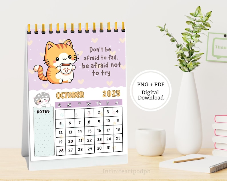 Cat Calendar 2025, Desk Calendar, Calendar Printable, Calendar 2025 ...