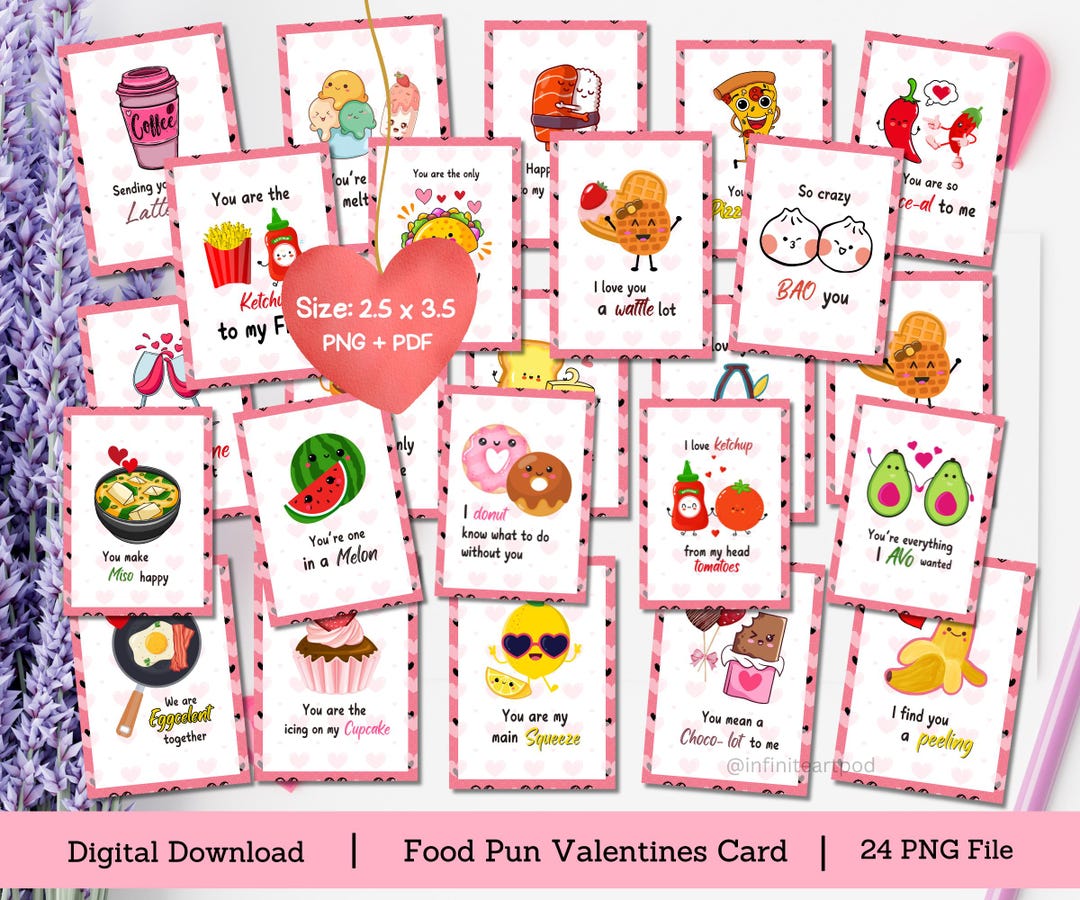 Food Pun Valentines Card, Food Theme Valentines, Funny Valentines Card ...