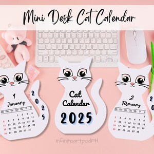 Cat Calendar, Desk Calendar, Mini Calendar, Printable Calendar, Cat ...