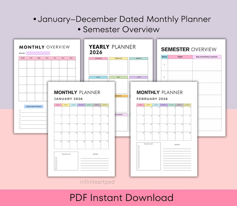 Printable Teacher Planner: Undated Lesson Plans, Student Info (PDF ...