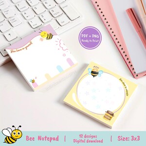 Bee Notepad, Bee Memopad, Bee Positive Notepad, Kawaii Notepad ...