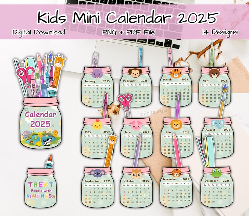 Kids Calendar, Desk Calendar, Mini Calendar, Calendar 2024, Calendar ...