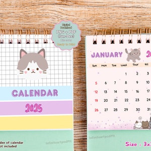 Cat Calendar, Mini Desk Calendar, Calendar 2024, Calendar Template ...