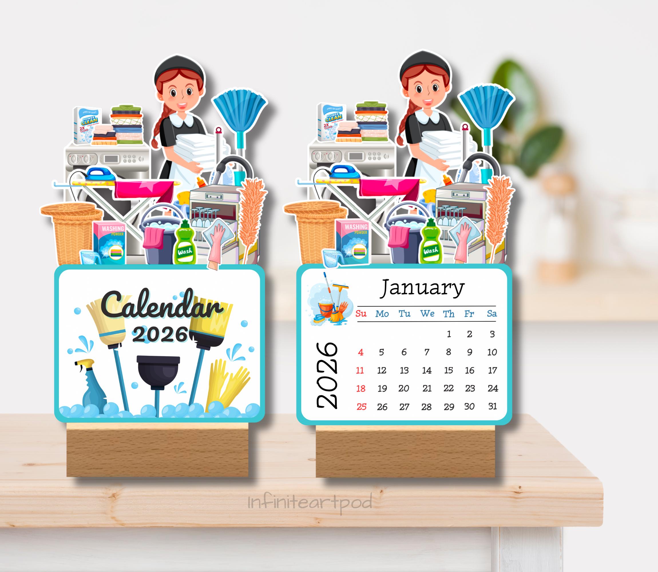 Housekeeper Calendar, Cleaner Calendar, Maid Calendar, Desk Calendar ...