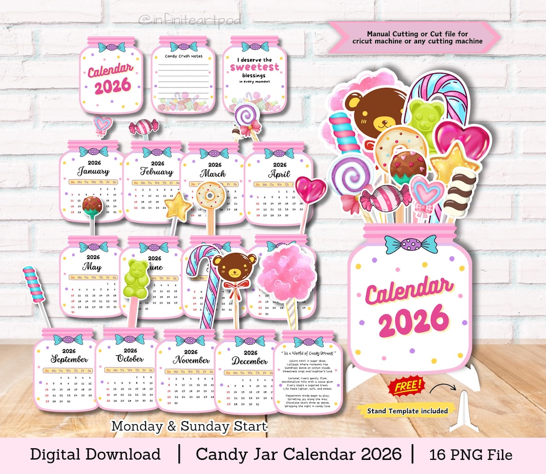 Candy Desk Calendar 2026, Sweet Calendar,candy Jar Calendar, Calendar ...