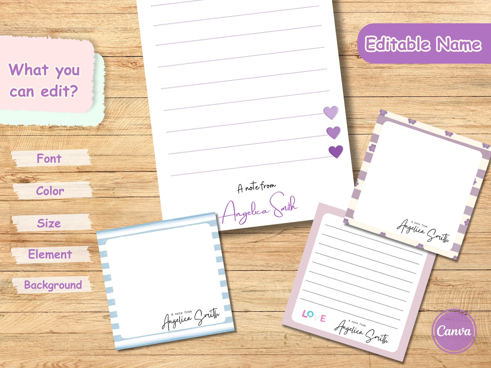 Personalized Name Notepad, Notepad Template, Editable Name Notepad ...