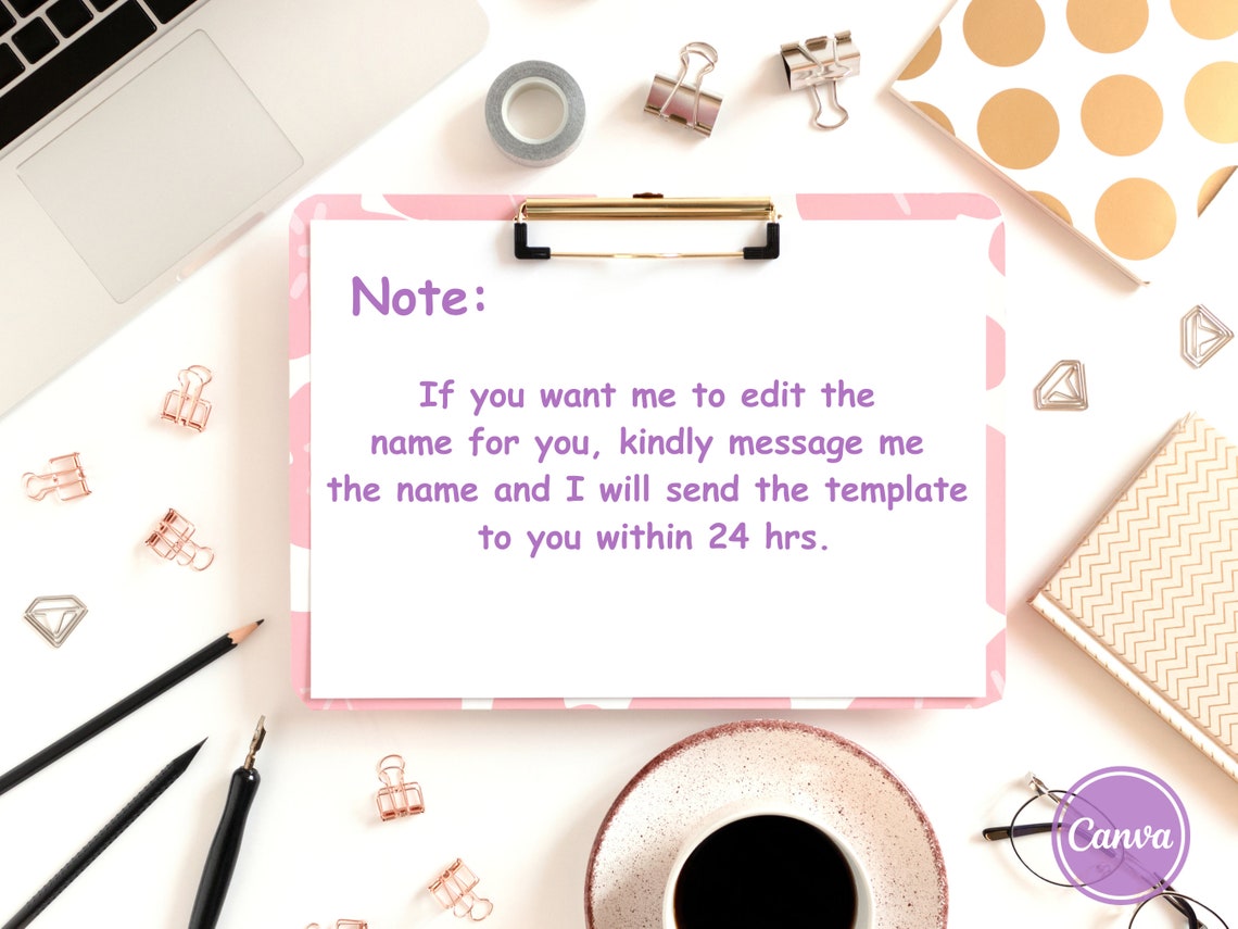 Personalized Name Notepad, Notepad Template, Editable Name Notepad, Custom Memopad, Custom ...