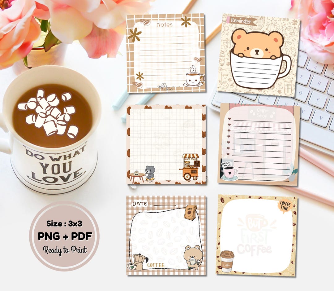 Coffee Notepad, Memopad, to Do List, Memo Sheet, Kawaii Notepad, Notepad Template, Printable ...