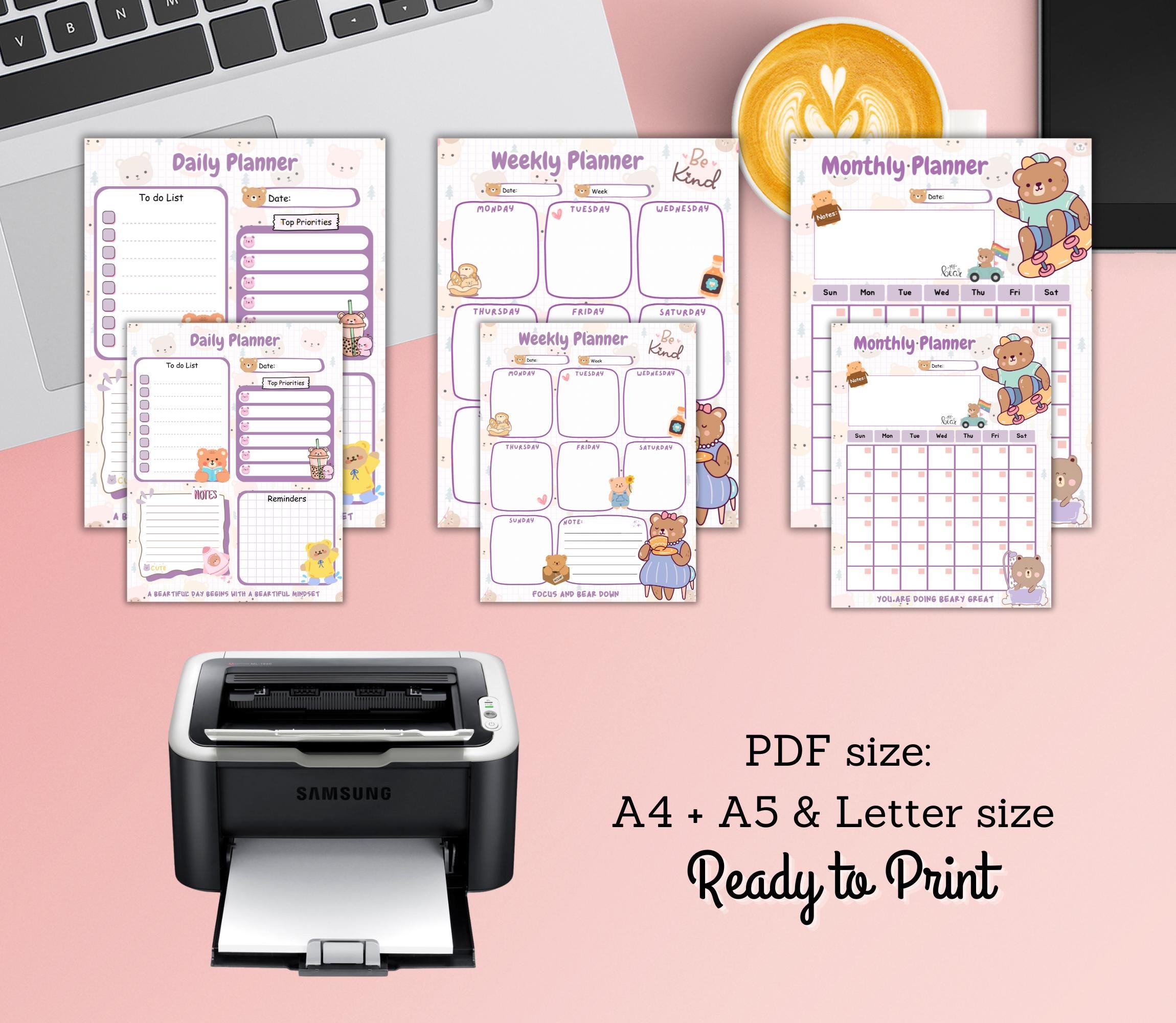 Bear Daily Planner, Bear Monthly Planner, Bear Weekly Planner, Bear ...