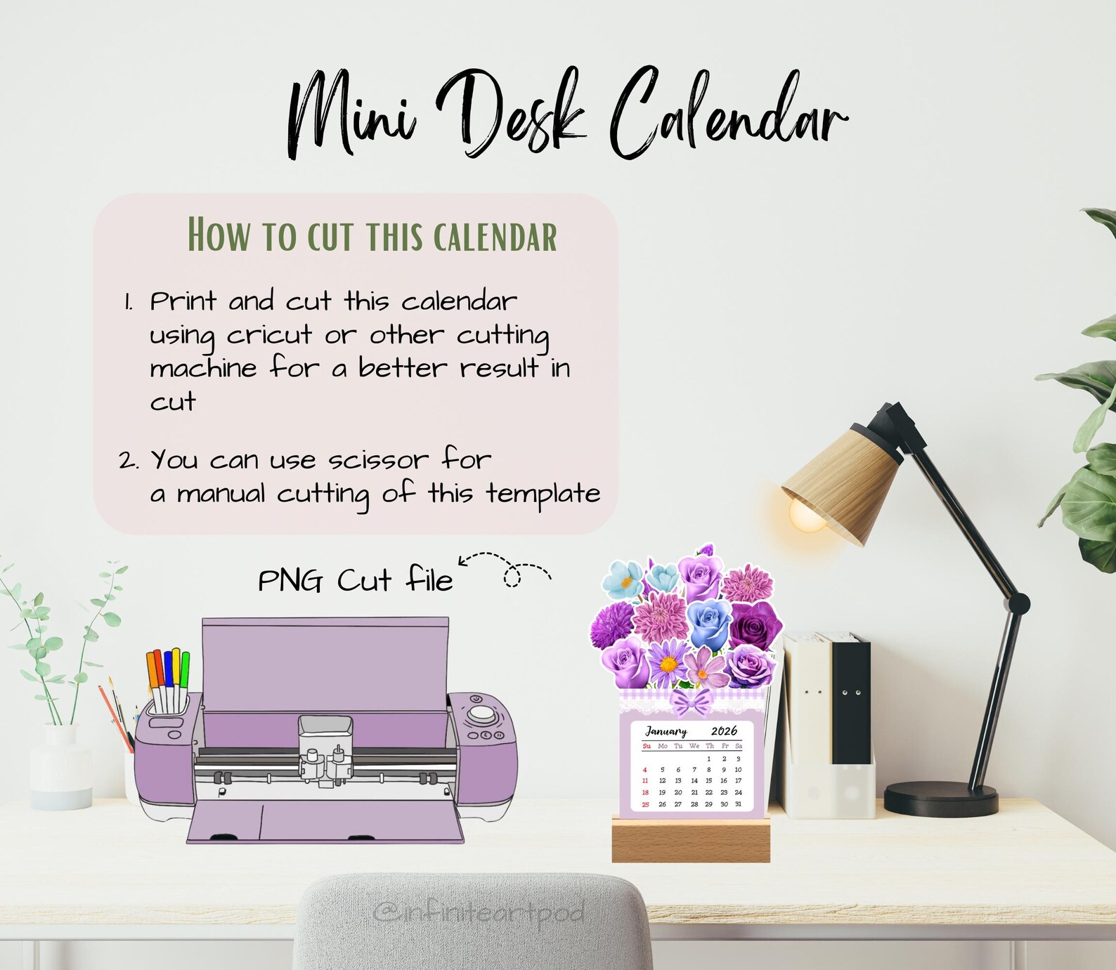 Floral Calendar, Flower Bouquet Calendar, Floral Desk Calendar, Diy ...