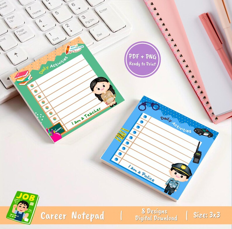 Career Notepad: Printable Professional Memo Pad for Teachers, Nurses ...
