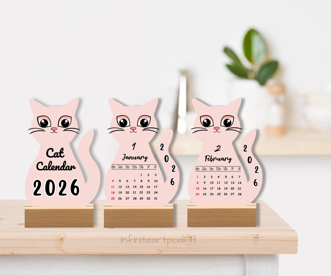 Cat Calendar, Desk Calendar, Mini Calendar, Printable Calendar, Cat ...