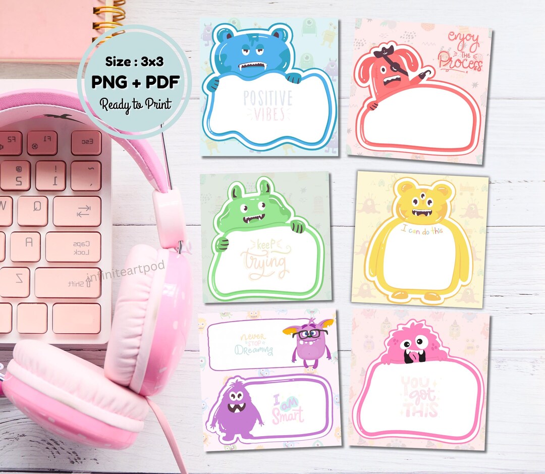 Monster Positive Notepad, Halloween Monster Notepad, Memopad, Kawaii ...