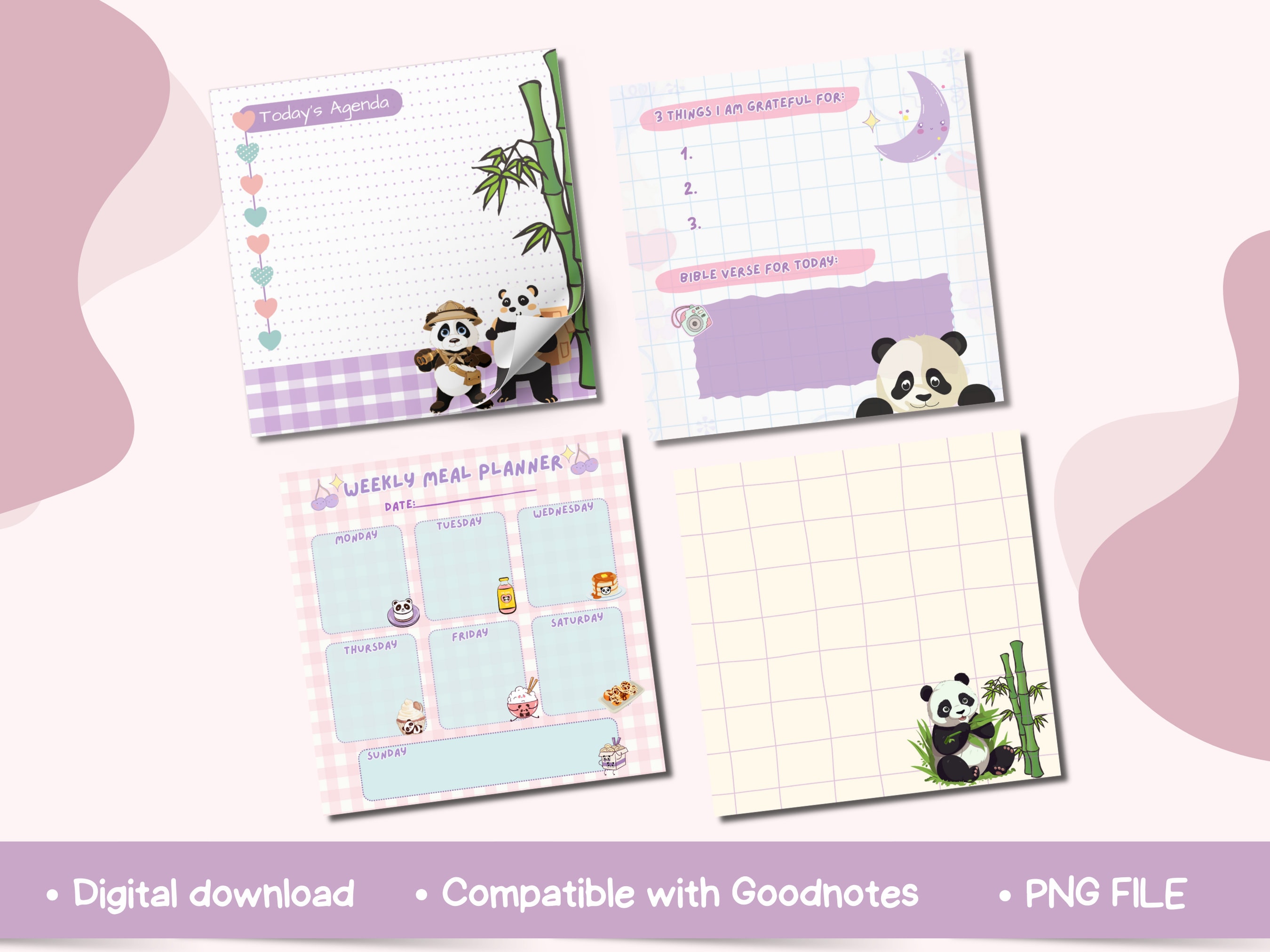Panda Notepad Printable, Panda Memo Pad Printable, Notepad Printable ...