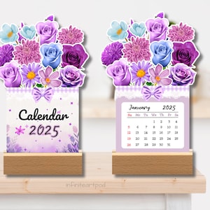 Floral Calendar, Flower Bouquet Calendar, Floral Desk Calendar, Diy ...