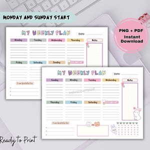 Bunny Daily Planner, Weekly Planner, Monthly Planner, to Do List, Cute ...