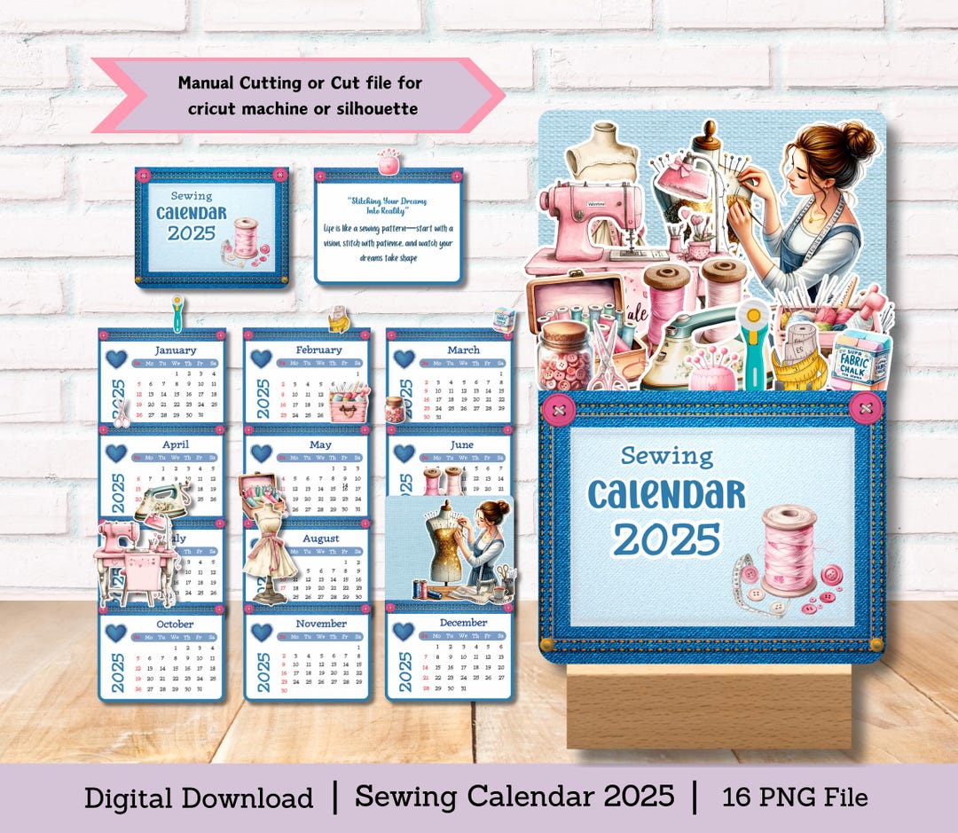 Sewing Desk Calendar 2025: Printable DIY Craft Project (cut File) - Etsy