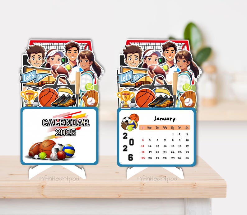 Ball Games Calendar, Sports Variety Calendar, Athletic Desk Calendar ...