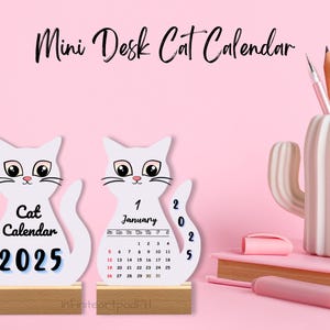Cat Calendar, Desk Calendar, Mini Calendar, Printable Calendar, Cat ...