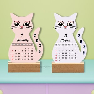 Cat Calendar, Desk Calendar, Mini Calendar, Printable Calendar, Cat ...