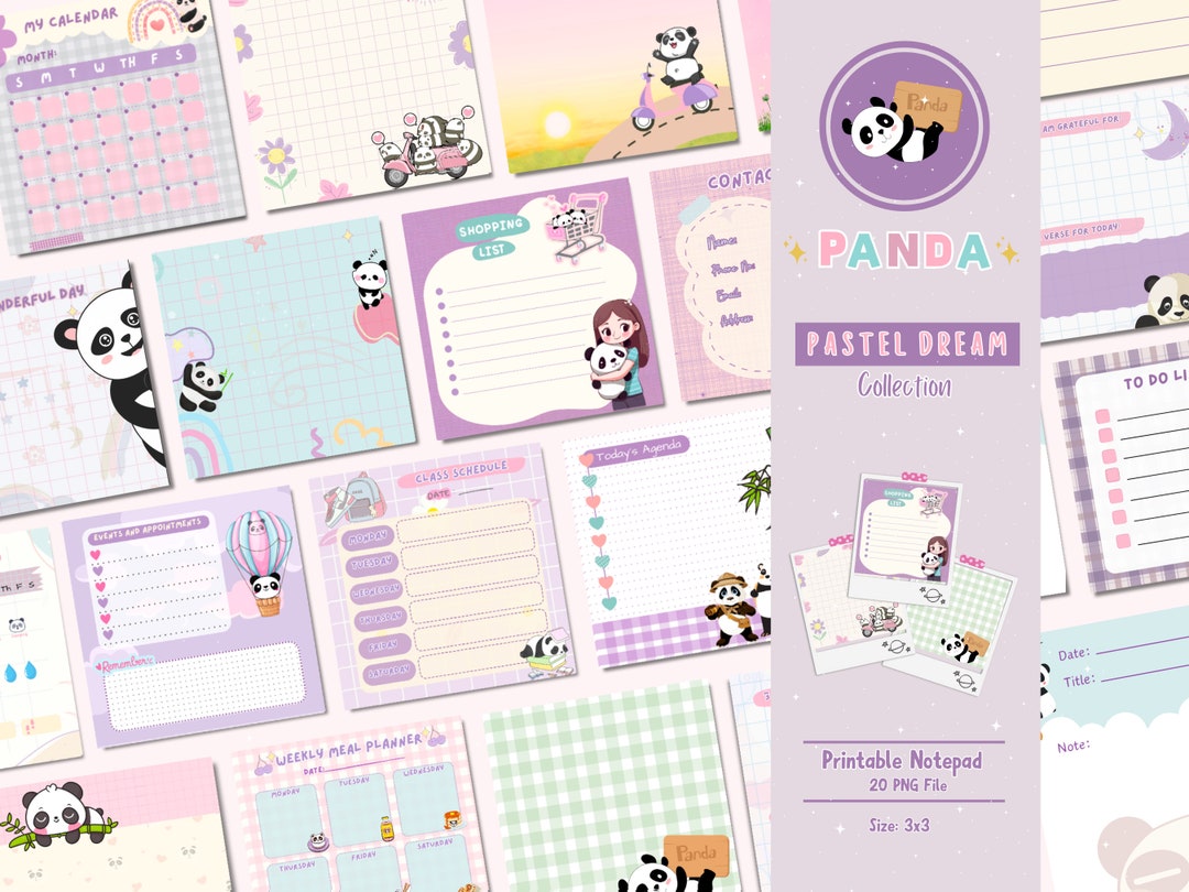 Panda Notepad Printable, Panda Memo Pad Printable, Notepad Printable ...