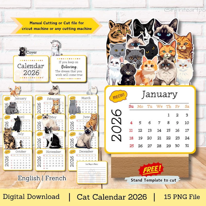 Cat Calendar Svg 2026 - Etsy