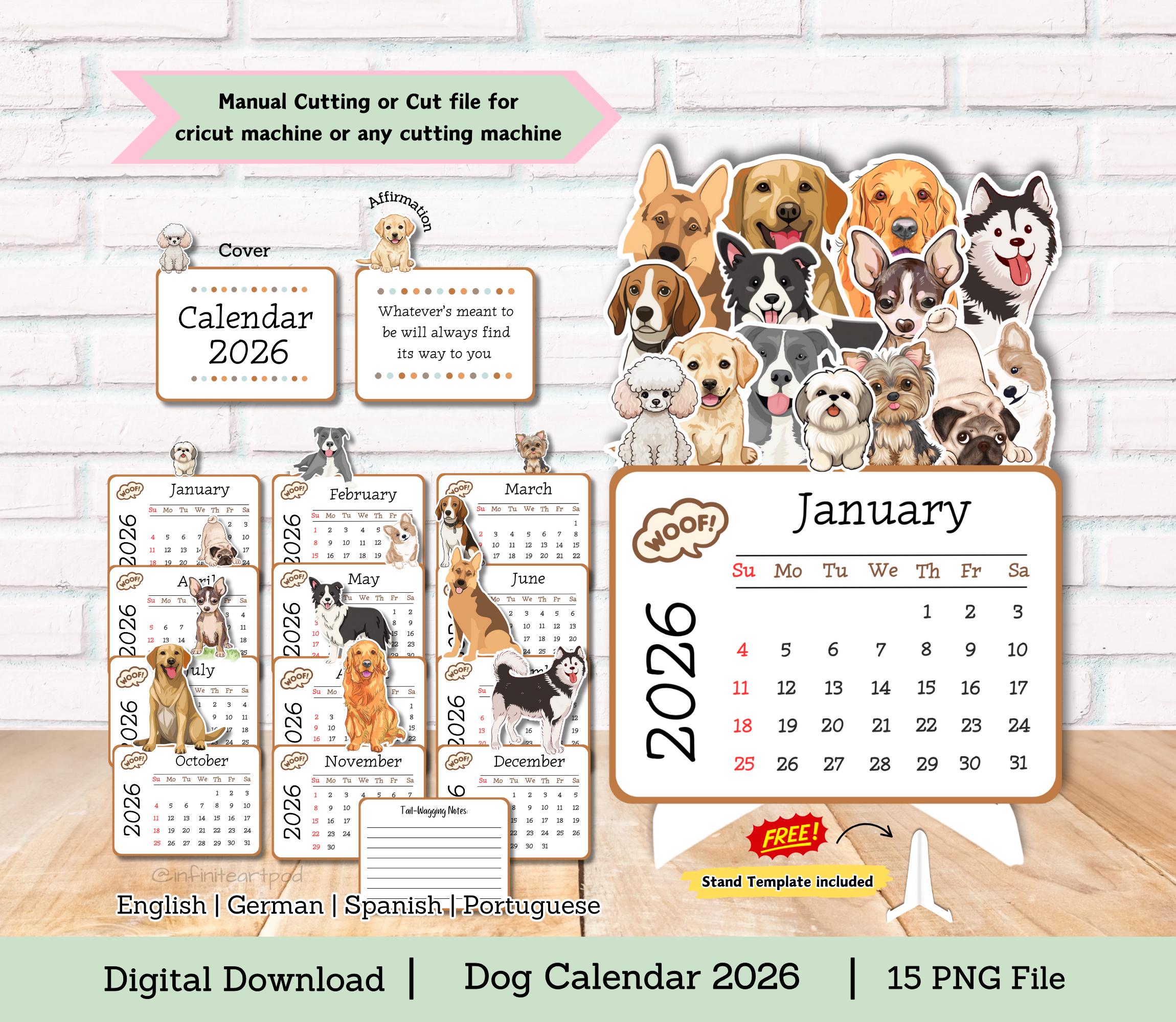 Dog Calendar, Desk Calendar, Mini Desk Calendar, Calendar 2026, Desk ...