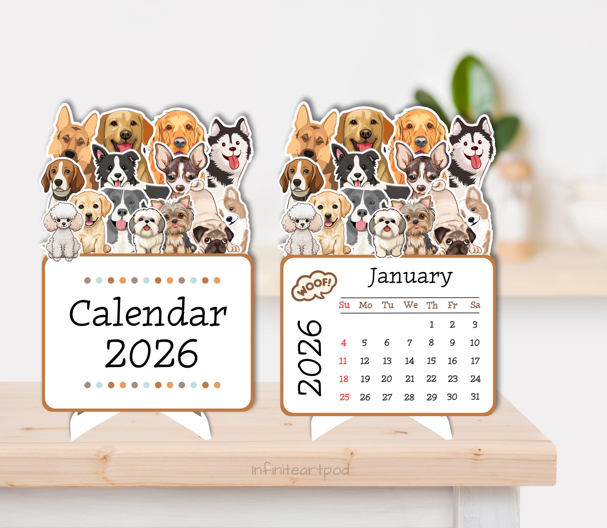 Dog Calendar, Desk Calendar, Mini Desk Calendar, Calendar 2026, Desk ...