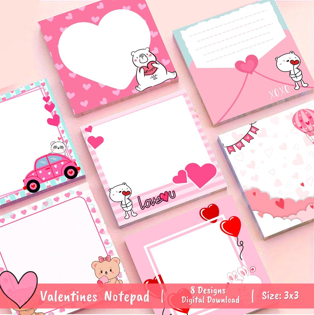 Valentines Notepad, Love Notepad, Heart Notepad, Cute Notepad, Kawaii ...