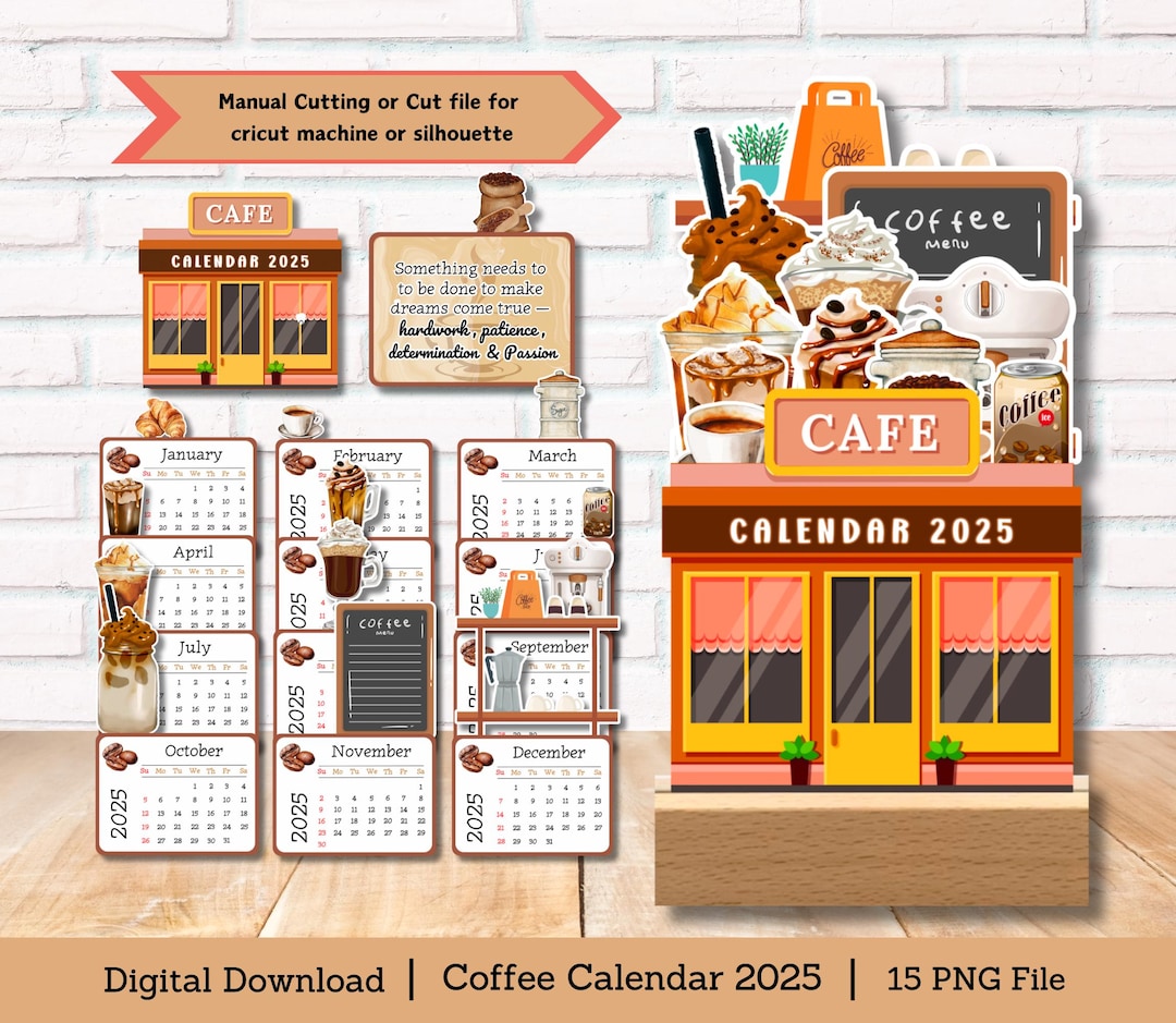 Coffee Shop Calendar, Coffee Lover Calendar, Desk Calendar, Calendar ...