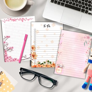 Floral Notepad, Flower Notepad, Floral Printable Paper, Flower Memopad ...