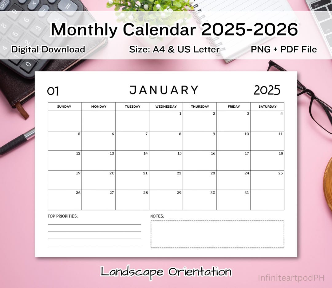 Minimalist Monthly Calendar, Monthly Calendar, Desk Calendar 2025 ...