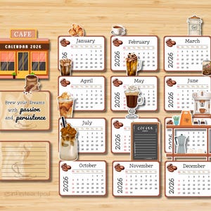 Coffee Shop Calendar, Coffee Lover Calendar, Desk Calendar, Calendar ...