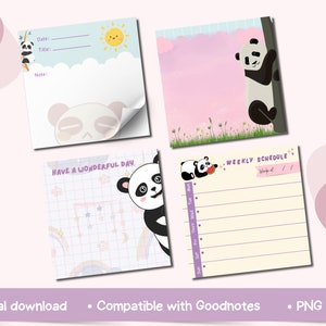 Panda Notepad Printable, Panda Memo Pad Printable, Notepad Printable ...
