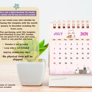 Cat Calendar, Mini Desk Calendar, Calendar 2024, Calendar Template ...
