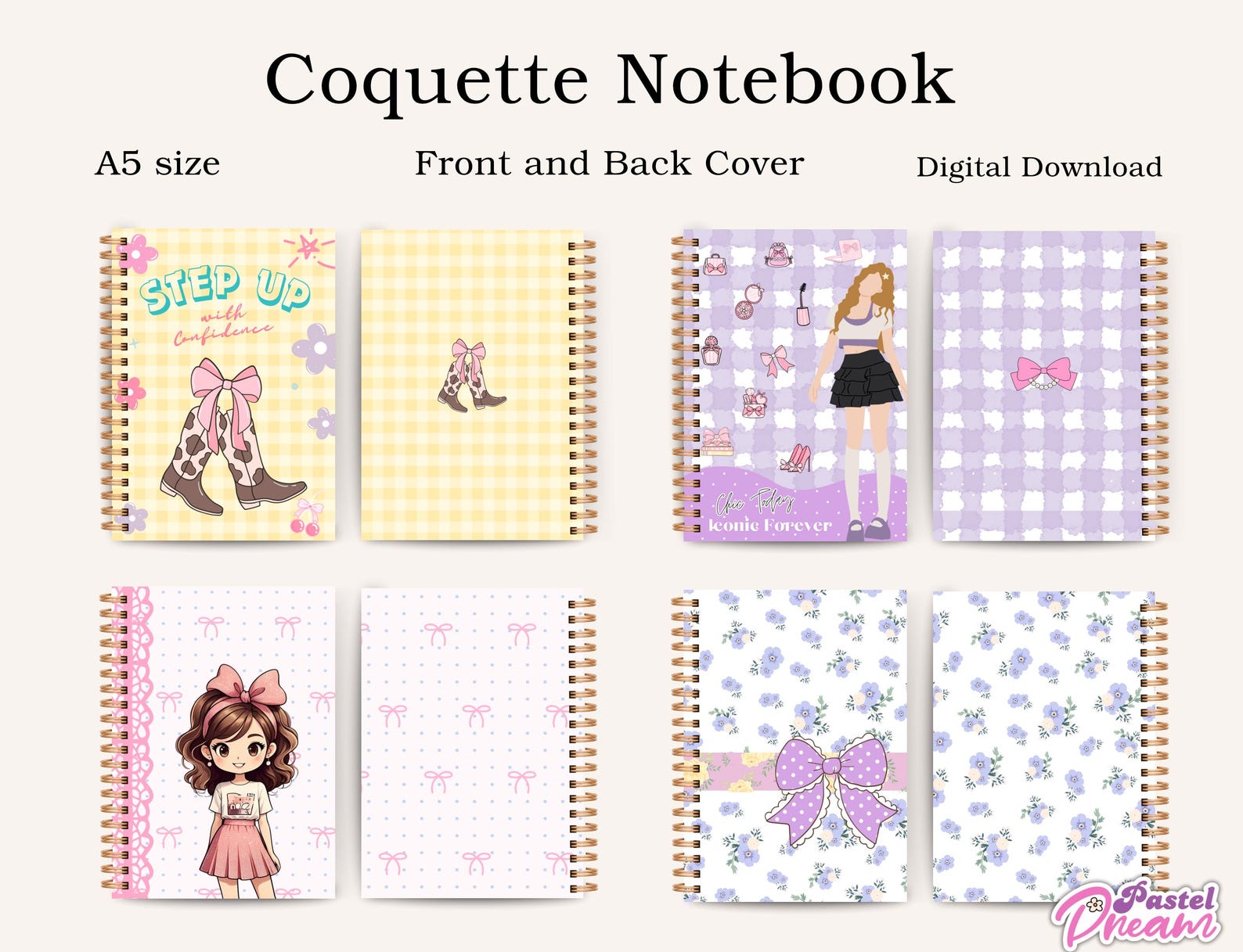 Coquette Ribbon Notebook Printable: Feminine Digital Planner (digital ...
