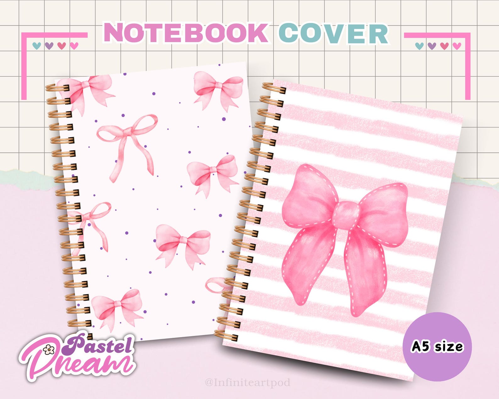 Coquette Notebook Cover: Ribbon & Lace A5 Template (digital Download ...