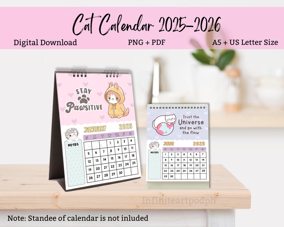 Cat Calendar 2025, Desk Calendar, Calendar Printable, Calendar 2025 ...