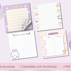 Bunny Notepad Printable, Bunny Memo Pad Printable, Notepad for ...