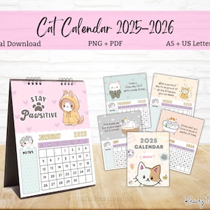 Cat Calendar 2025, Desk Calendar, Calendar Printable, Calendar 2025 ...