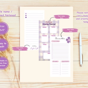 Personalized Name Notepad, Notepad Template, Editable Name Notepad ...