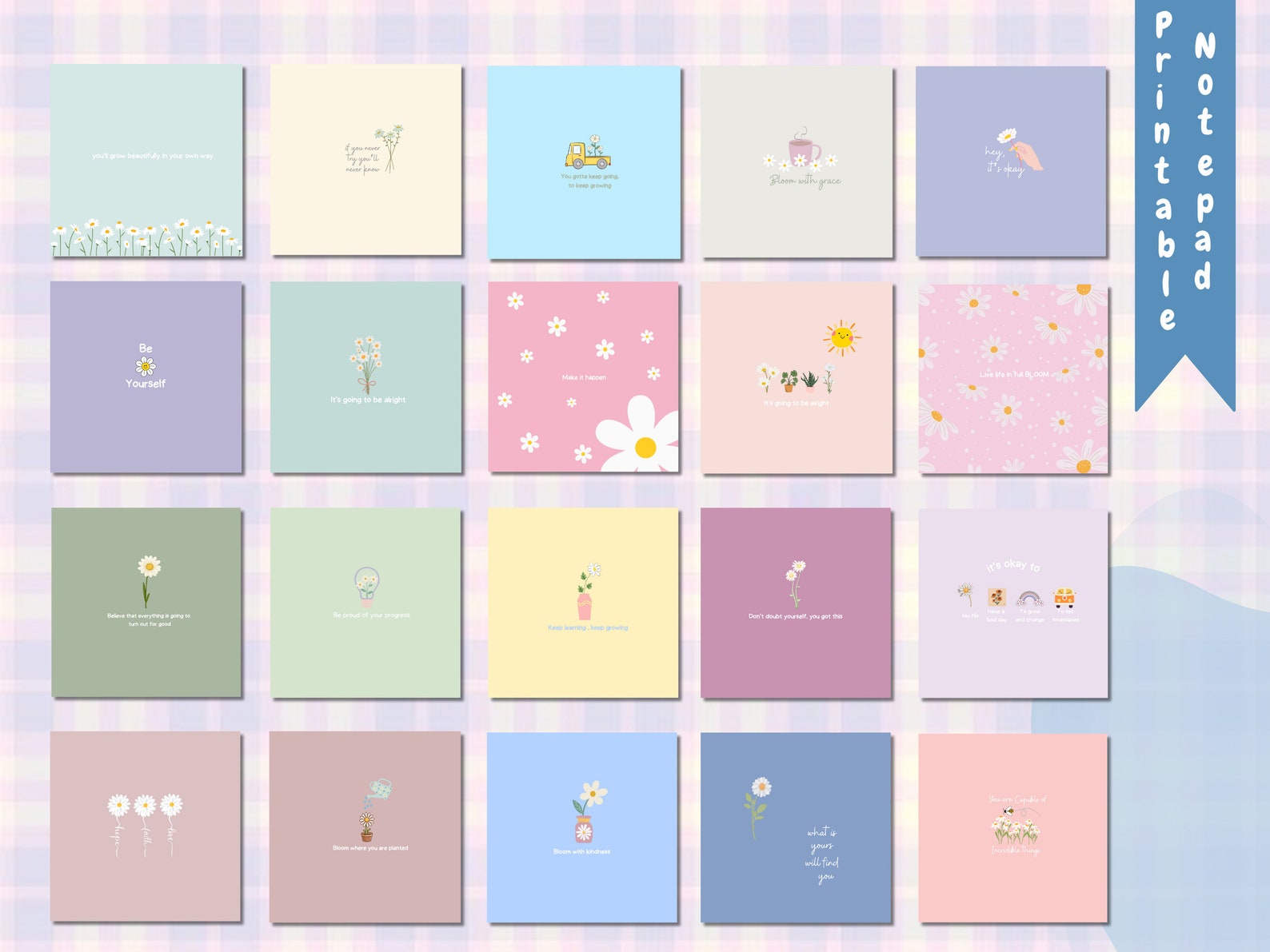 Daisy Flower Notepad, Daisy Flower Printable Notepad, Daisy Flower Memo ...